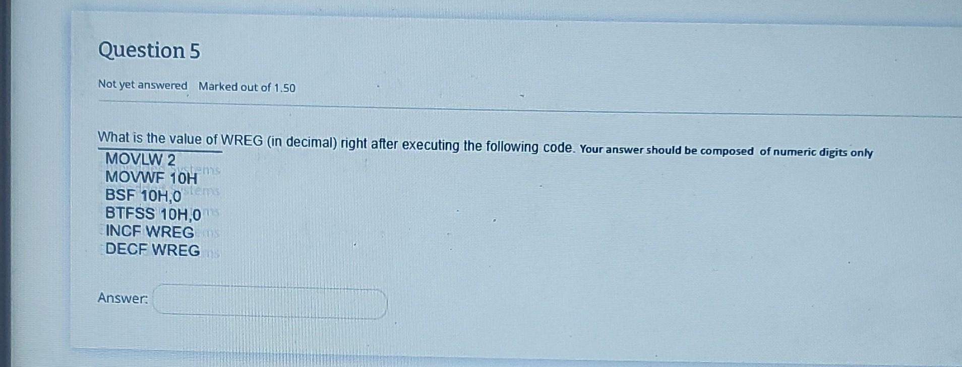 Solved What is the value of WREG (in decimal) right after | Chegg.com