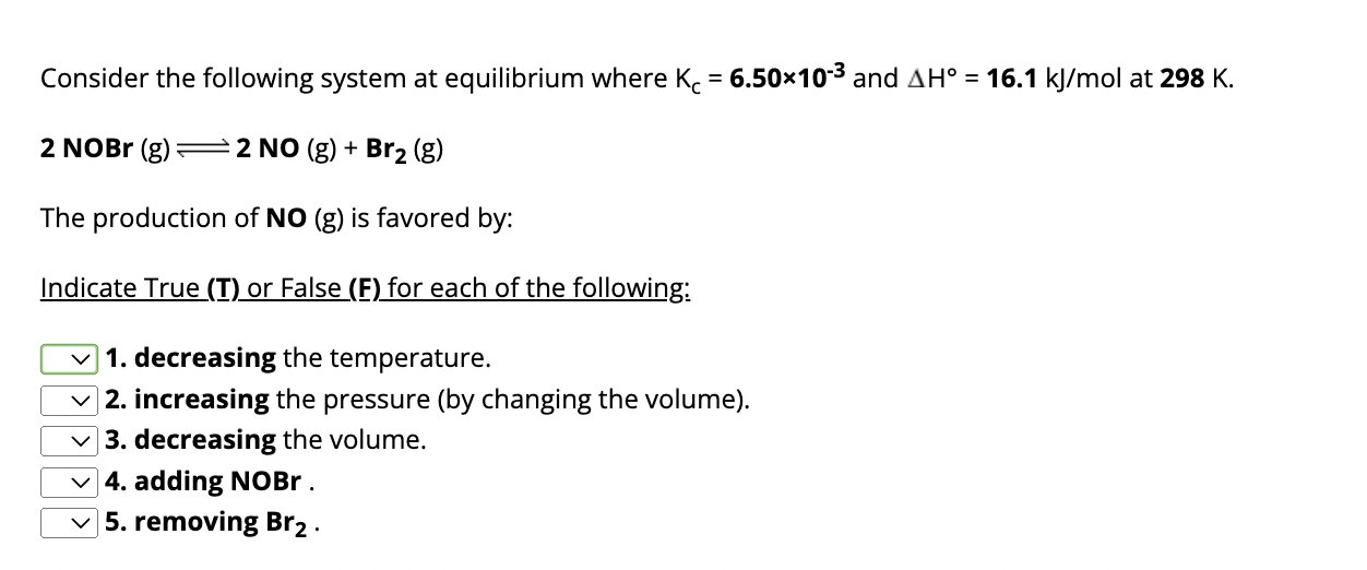Solved Consider the following system at equilibrium where | Chegg.com