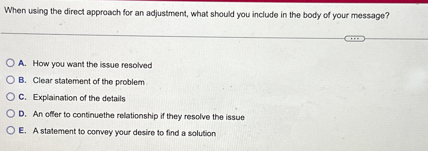 Solved When using the direct approach for an adjustment, | Chegg.com