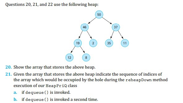 Solved Questions 20, 21, and 22 use the following heap: 50 | Chegg.com