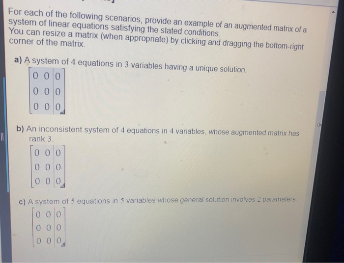 Solved For each of the following scenarios, provide an | Chegg.com
