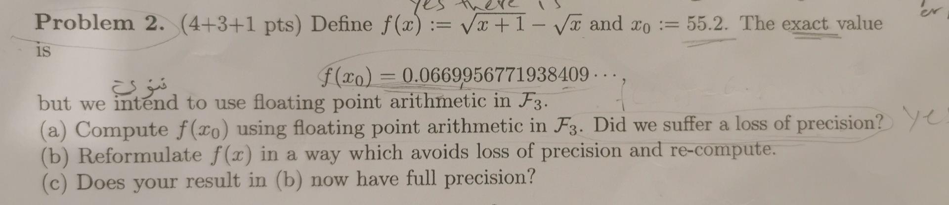 Solved Problem 2. (4+3+1 pts ) Define f(x):=x+1−x and | Chegg.com