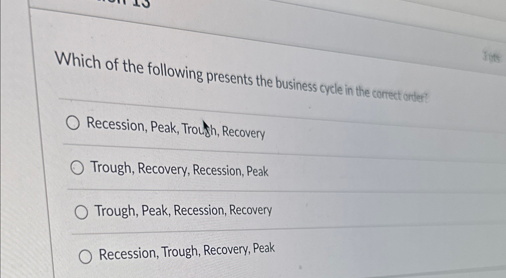 Solved Which of the following presents the business cycle in | Chegg.com