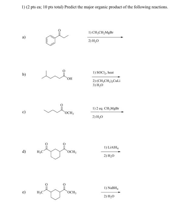 Solved 1) ( 2 pts ea; 10 pts total) Predict the major | Chegg.com