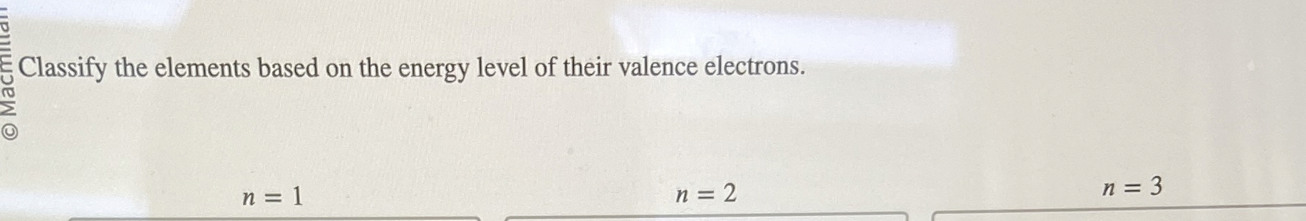 Solved Classify the elements based on the energy level of | Chegg.com