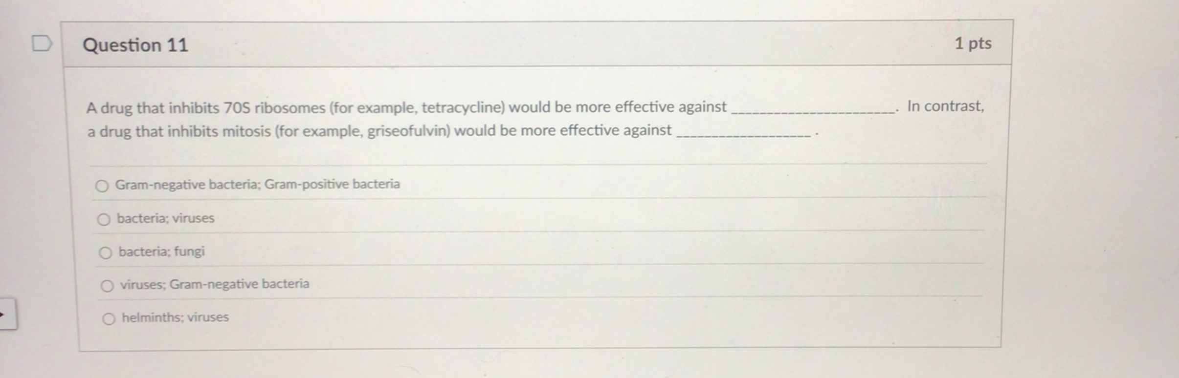 Solved Question 111 ﻿ptsA drug that inhibits 70S ribosomes | Chegg.com