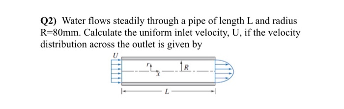 Solved Q2) Water flows steadily through a pipe of length L | Chegg.com