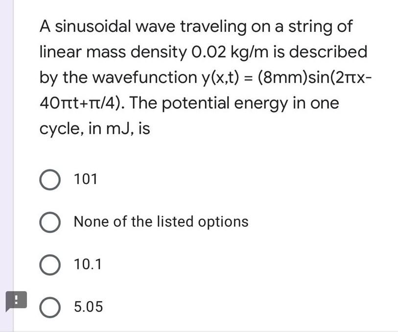 Solved B A sinusoidal wave traveling on a string of linear | Chegg.com