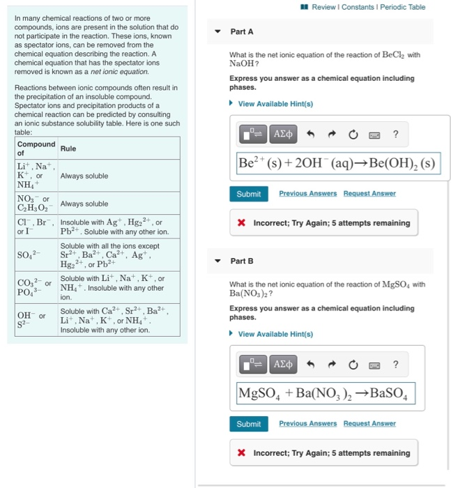 Solved Review I Constants 1 Periodic Table Part A In many | Chegg.com