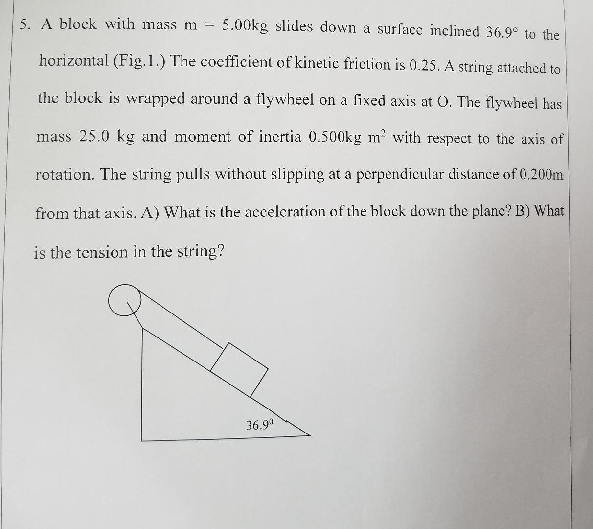 Solved 5. A block with mass m = 5.00kg slides down a surface | Chegg.com