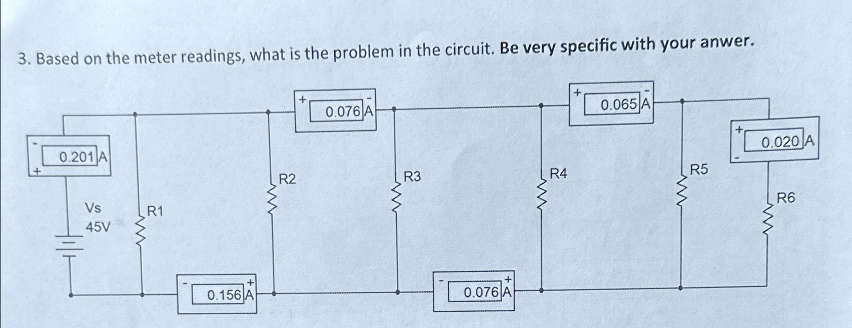 Solved Based on the meter readings, what is the problem in | Chegg.com