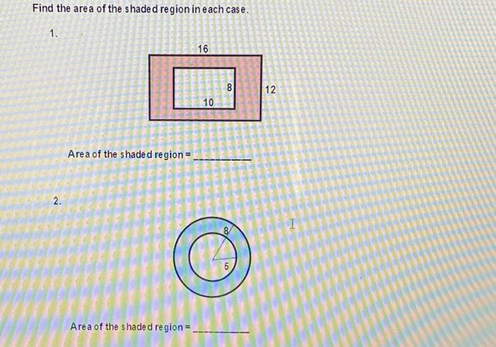 Solved Find the area of the shade d region in each case. 1. | Chegg.com