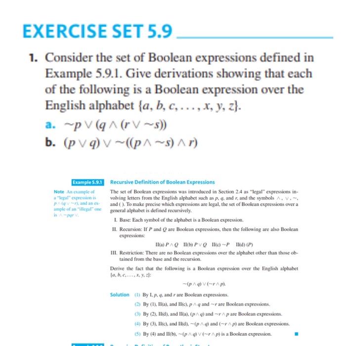 Solved 1. Consider the set of Boolean expressions defined in | Chegg.com