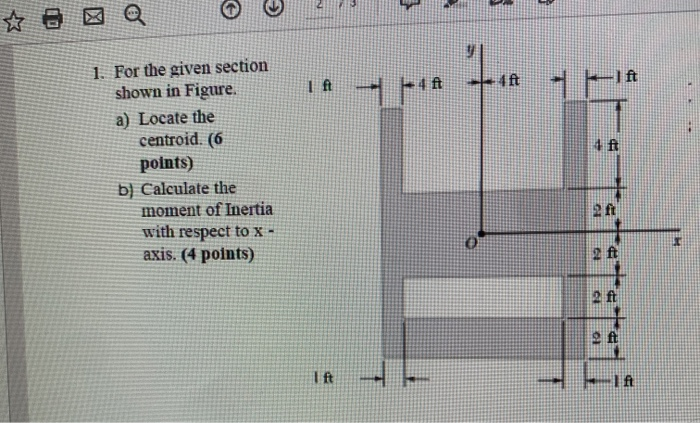 Solved y 1 ft I ft 4ft I ft 1 ft 1. For the given section | Chegg.com