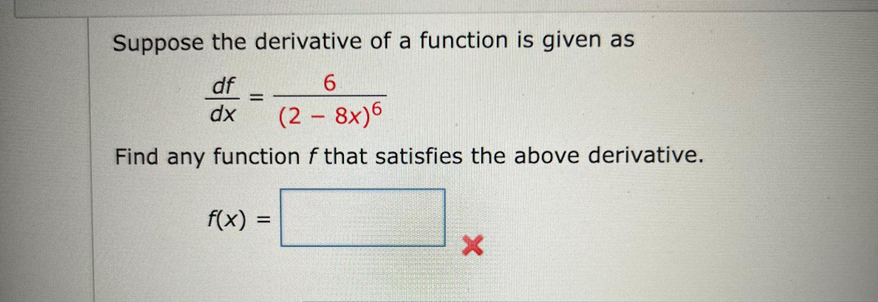 Solved Suppose the derivative of a function is given | Chegg.com