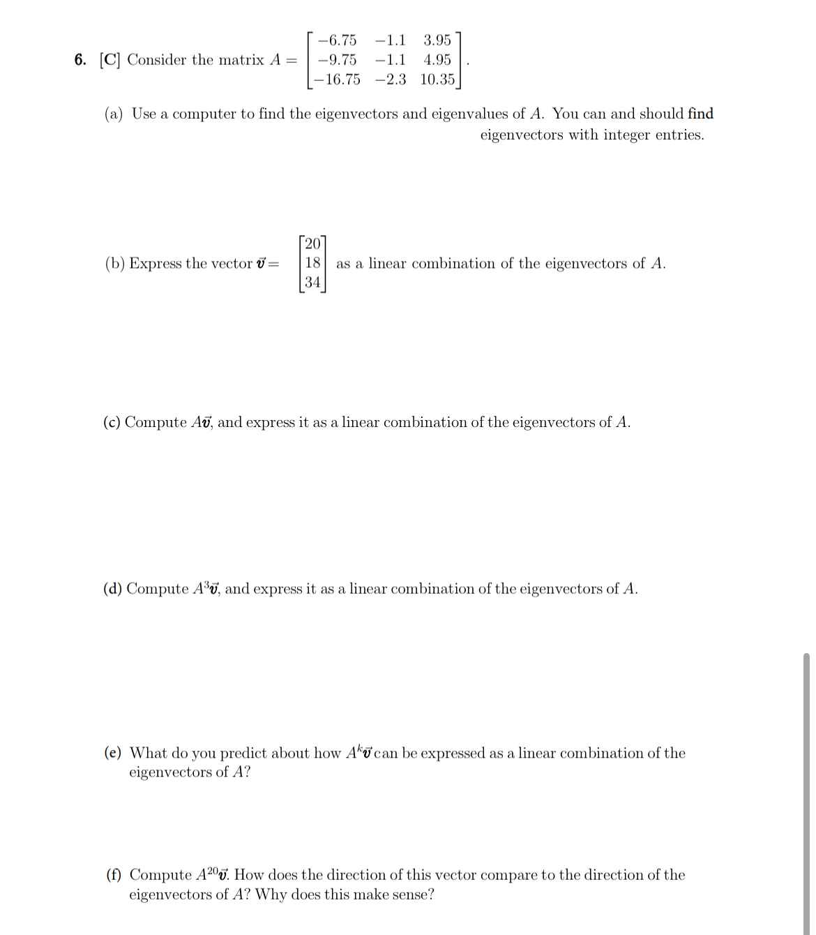 Solved by an EXPERT [C] ﻿Consider the matrix | Chegg.com