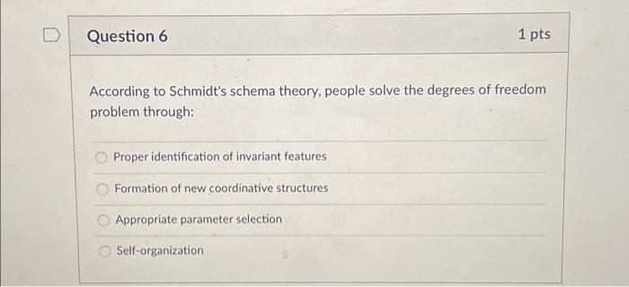 Solved Question 6 According to Schmidt's schema theory, | Chegg.com
