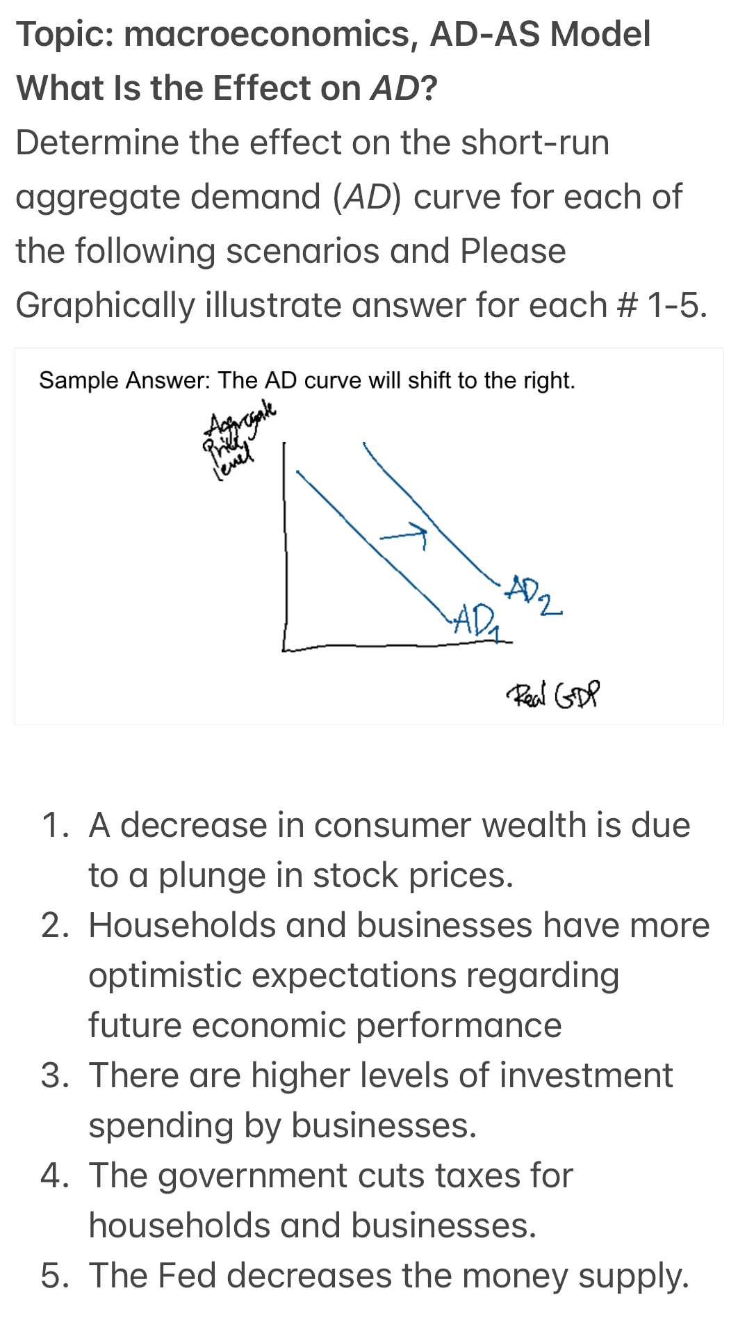 Solved Topic: macroeconomics, AD-AS ModelWhat Is the Effect | Chegg.com