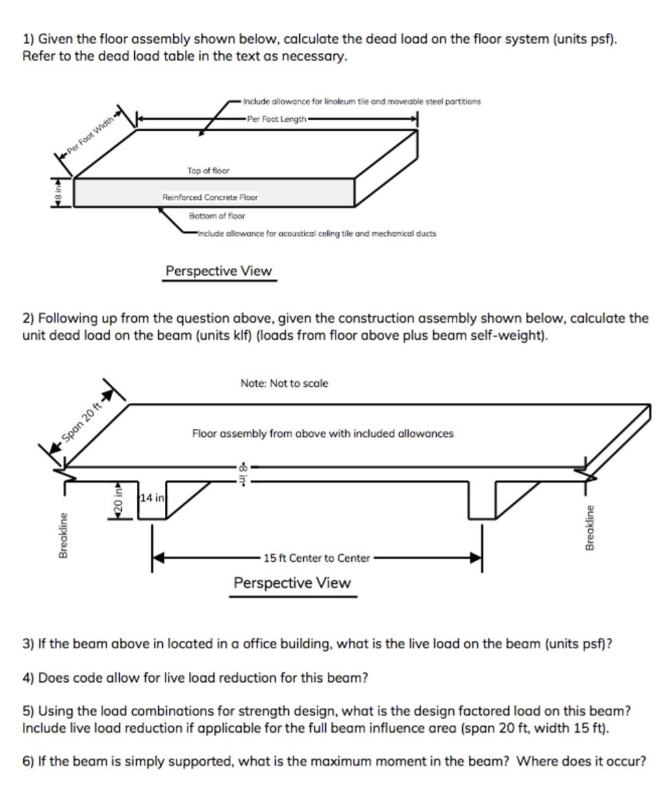 Solved 1) Given the floor assembly shown below, calculate | Chegg.com