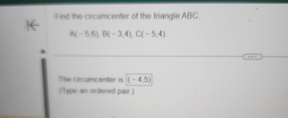 Solved Find the circumcenter of the triangle | Chegg.com