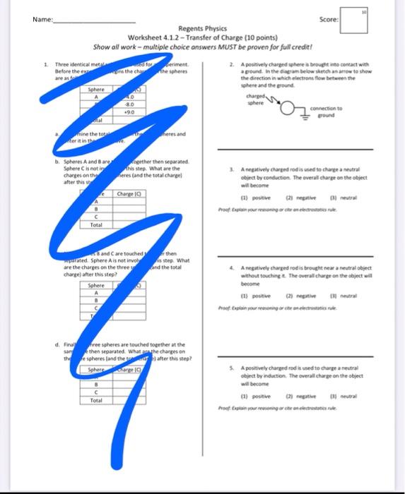 Solved Name: Score: Regents Physics Worksheet 4.1.2 - | Chegg.com