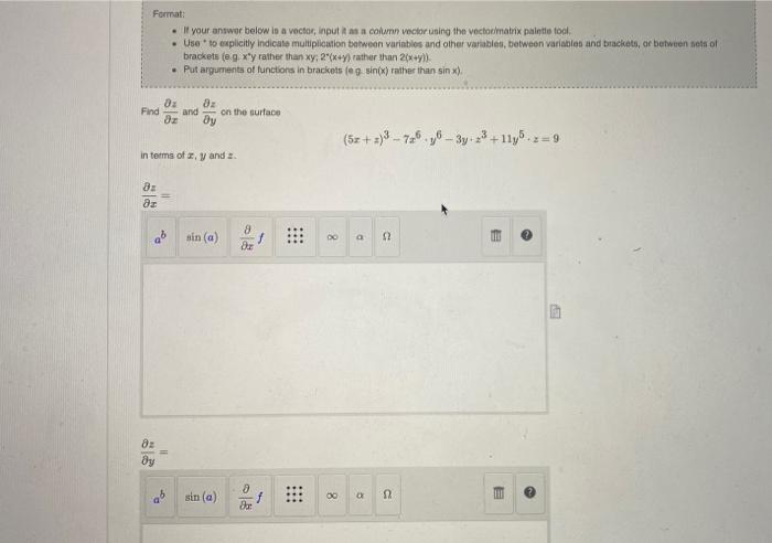 Solved Format: • your answer below is a vector, input a | Chegg.com
