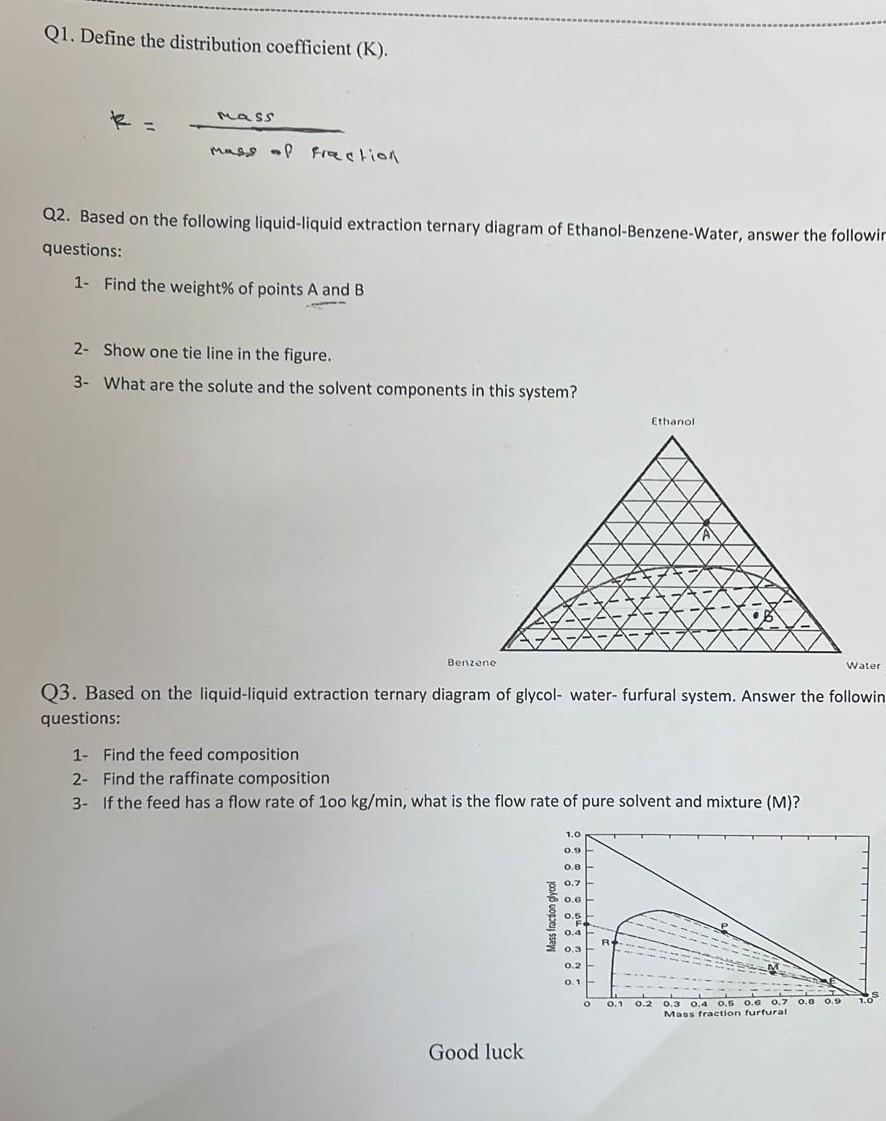 Solved Q1. Define the distribution coefficient (K). K= mass | Chegg.com