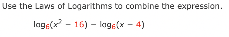 Solved Use the Laws of Logarithms to combine the | Chegg.com