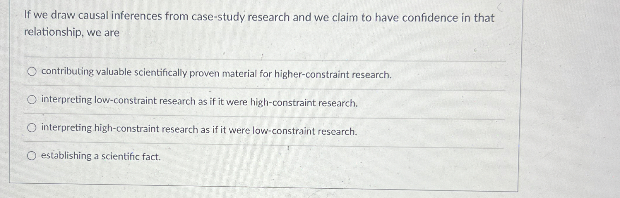 Solved If we draw causal inferences from case-study research | Chegg.com