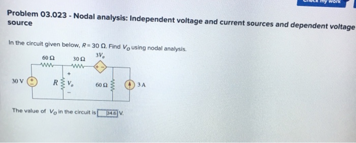 Solved work Problem 03.023 - Nodal analysis: Independent | Chegg.com
