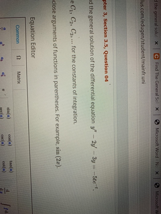 Solved the general solut X C Find The General Sol X | Chegg.com
