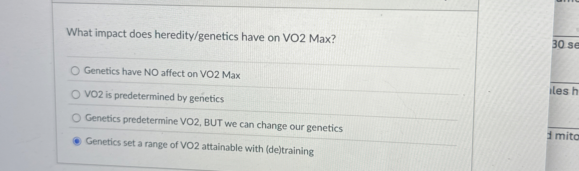 Solved What impact does heredity/genetics have on VO2 | Chegg.com