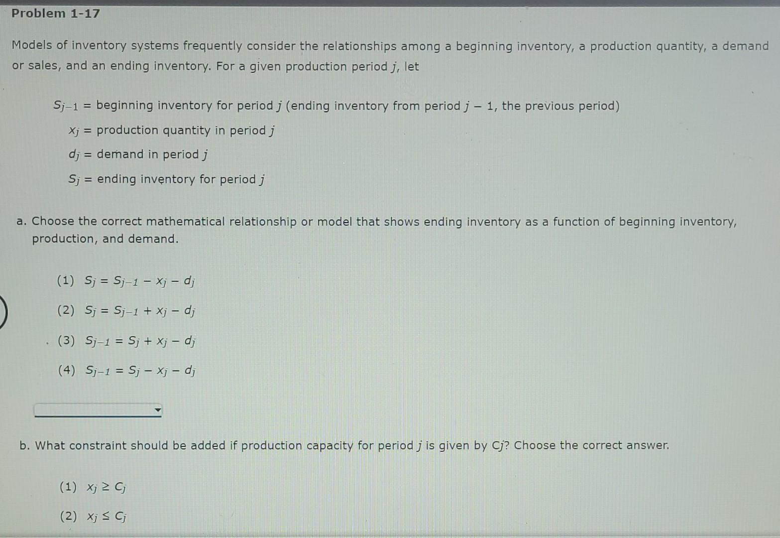 Solved Problem 1-17 Models of inventory systems frequently | Chegg.com