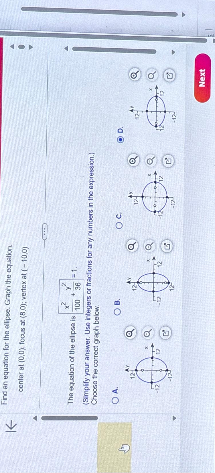 Solved Find an equation for the ellipse. Graph the | Chegg.com