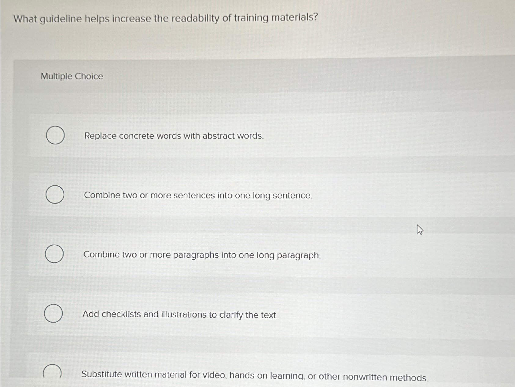 Solved What guideline helps increase the readability of | Chegg.com