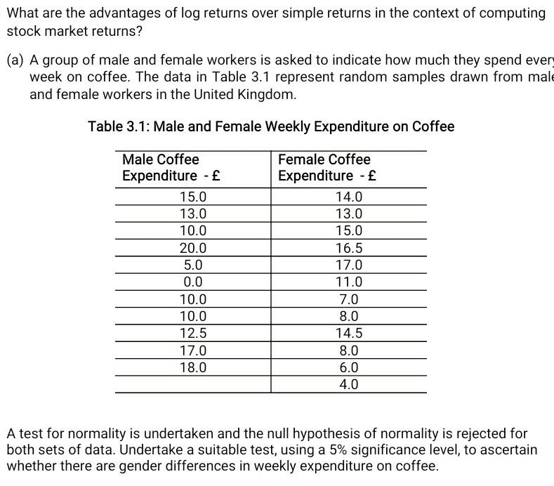 Solved What are the advantages of log returns over simple | Chegg.com
