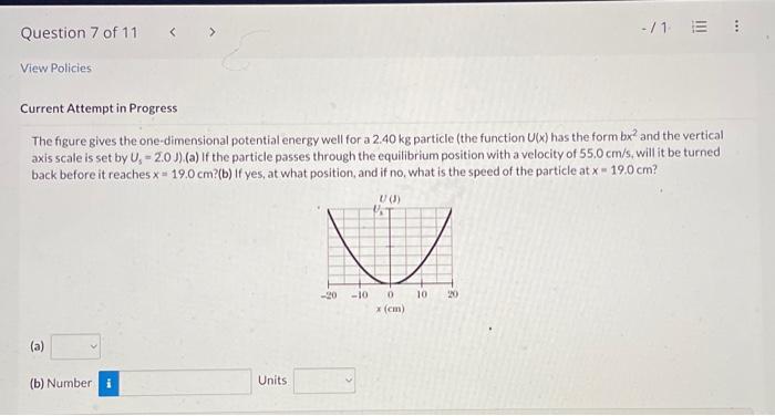 Solved The figure gives the one-dimensional potential energy | Chegg.com