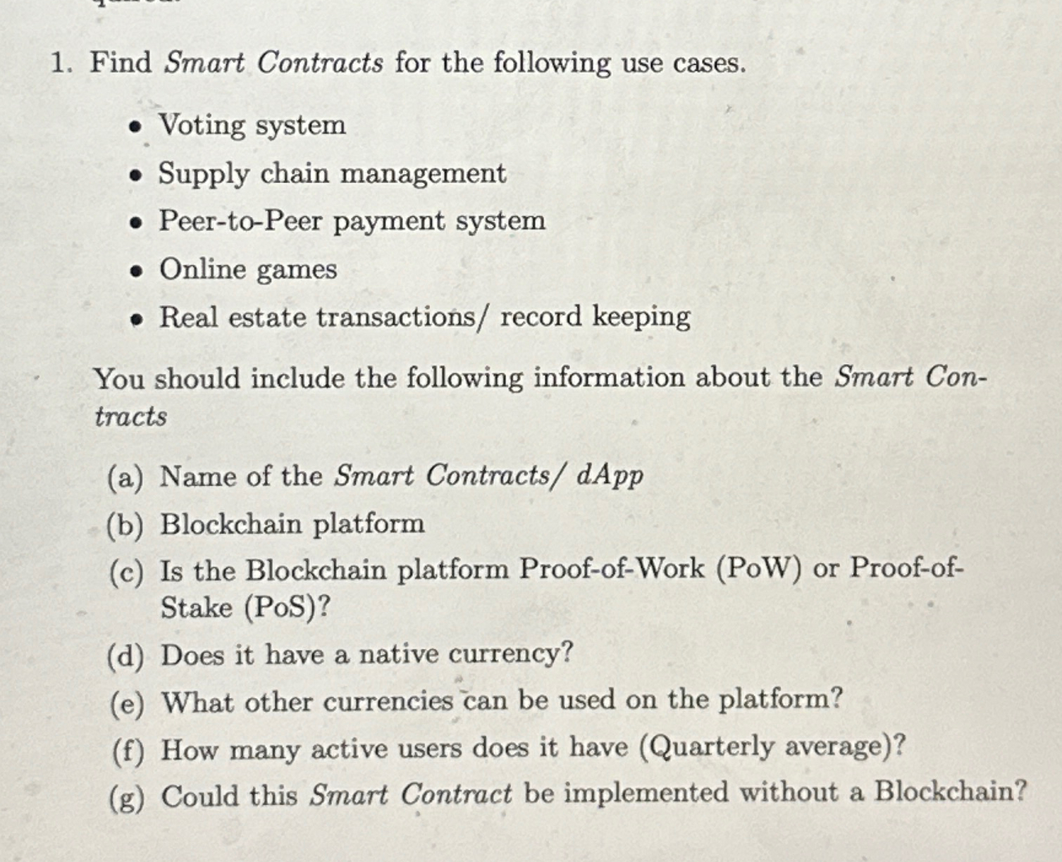 Solved Find Smart Contracts for the following use | Chegg.com
