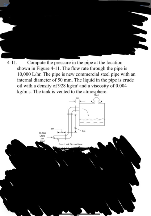 Solved 4-11. Compute the pressure in the pipe at the | Chegg.com