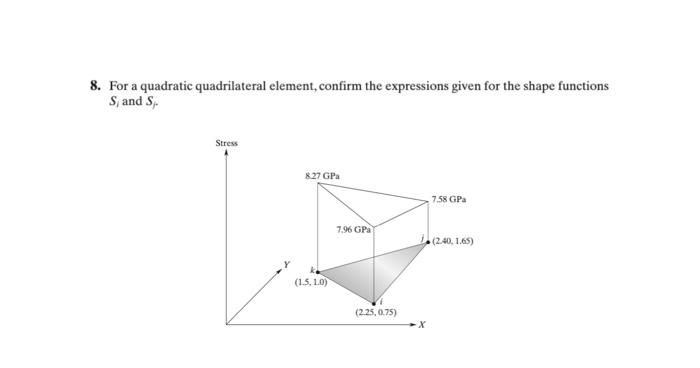 Solved 8. For a quadratic quadrilateral element, confirm the | Chegg.com