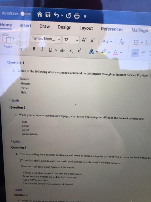 Solved AutoSave OR 55- Home Insert Draw Design Layout | Chegg.com