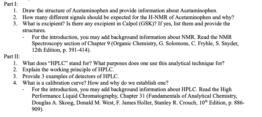 Solved Part I:Draw the structure of Acetaminophen and | Chegg.com