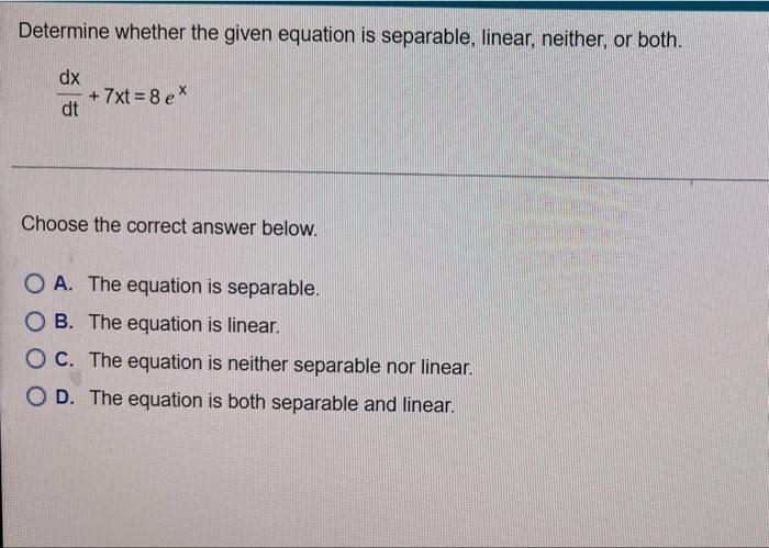 Solved Determine whether the given equation is separable, | Chegg.com
