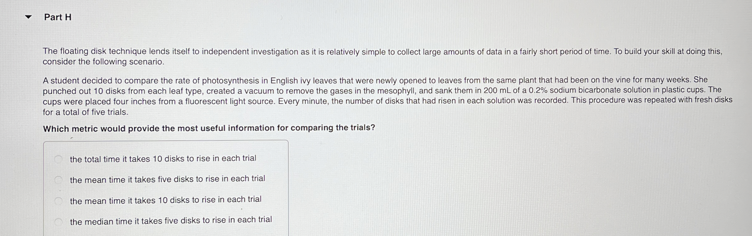Solved Part HThe floating disk technique lends itself to | Chegg.com