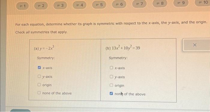 Solved For each equation, determine whether its graph is | Chegg.com