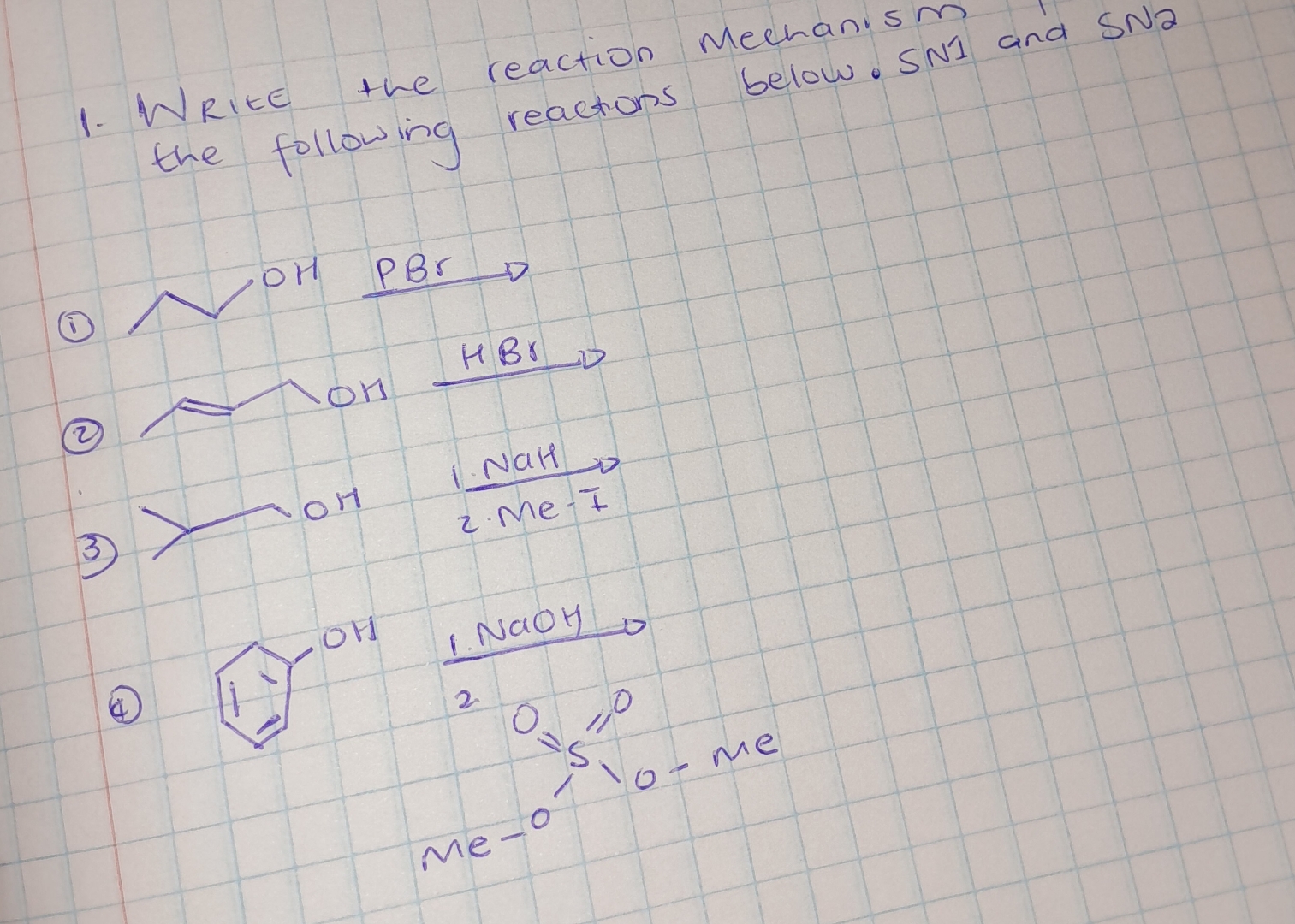 Write the reaction mechanism for following reactions | Chegg.com