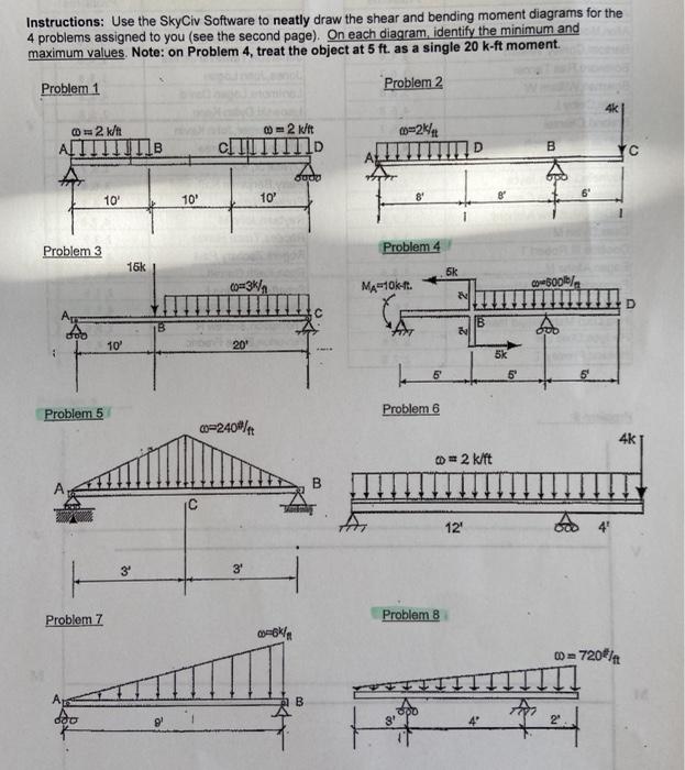 Solved Instructions: Use the SkyCiv Software to neatly draw | Chegg.com