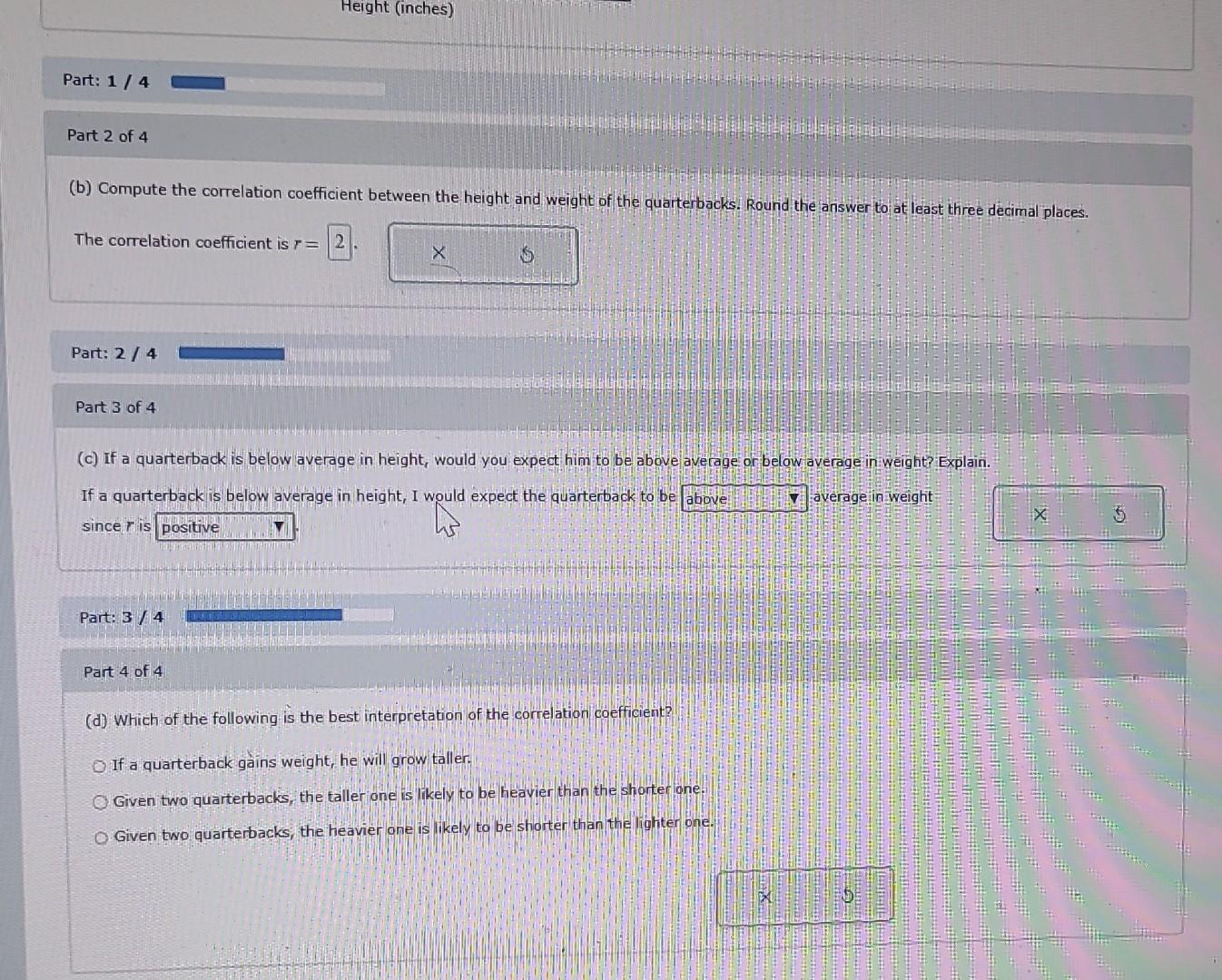 Solved (a) Construct a scatterplot of the weight (y) versus | Chegg.com