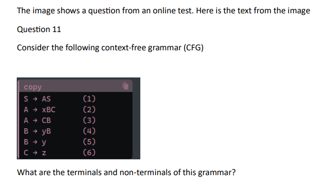 Solved The image shows a question from an online test. Here | Chegg.com