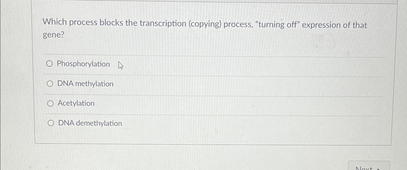 Solved Which process blocks the transcription (copying) | Chegg.com